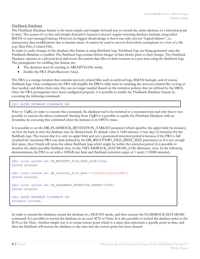 Ensuring Data Protection Using Oracle Flashback Features | PDF