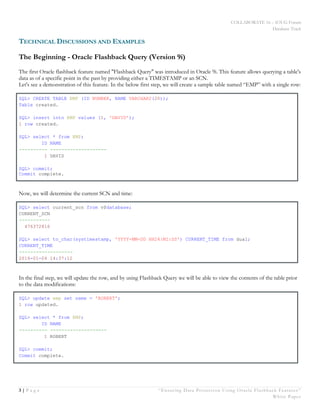 Ensuring Data Protection Using Oracle Flashback Features | PDF