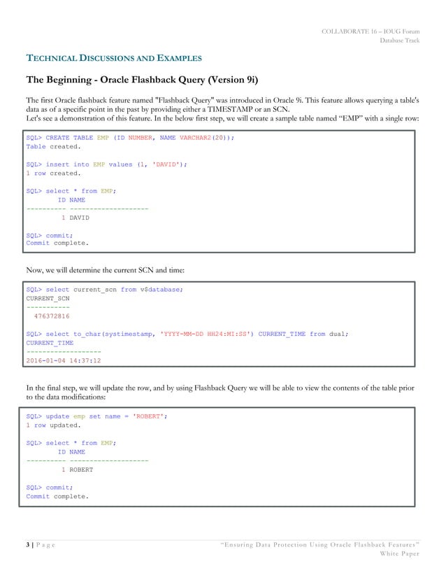 Ensuring Data Protection Using Oracle Flashback Features | PDF