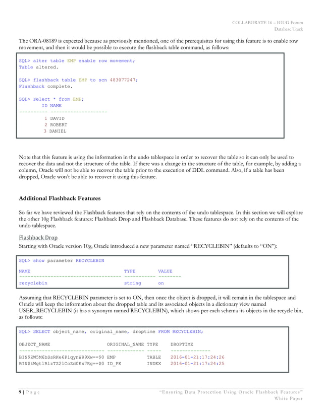 Ensuring Data Protection Using Oracle Flashback Features | PDF