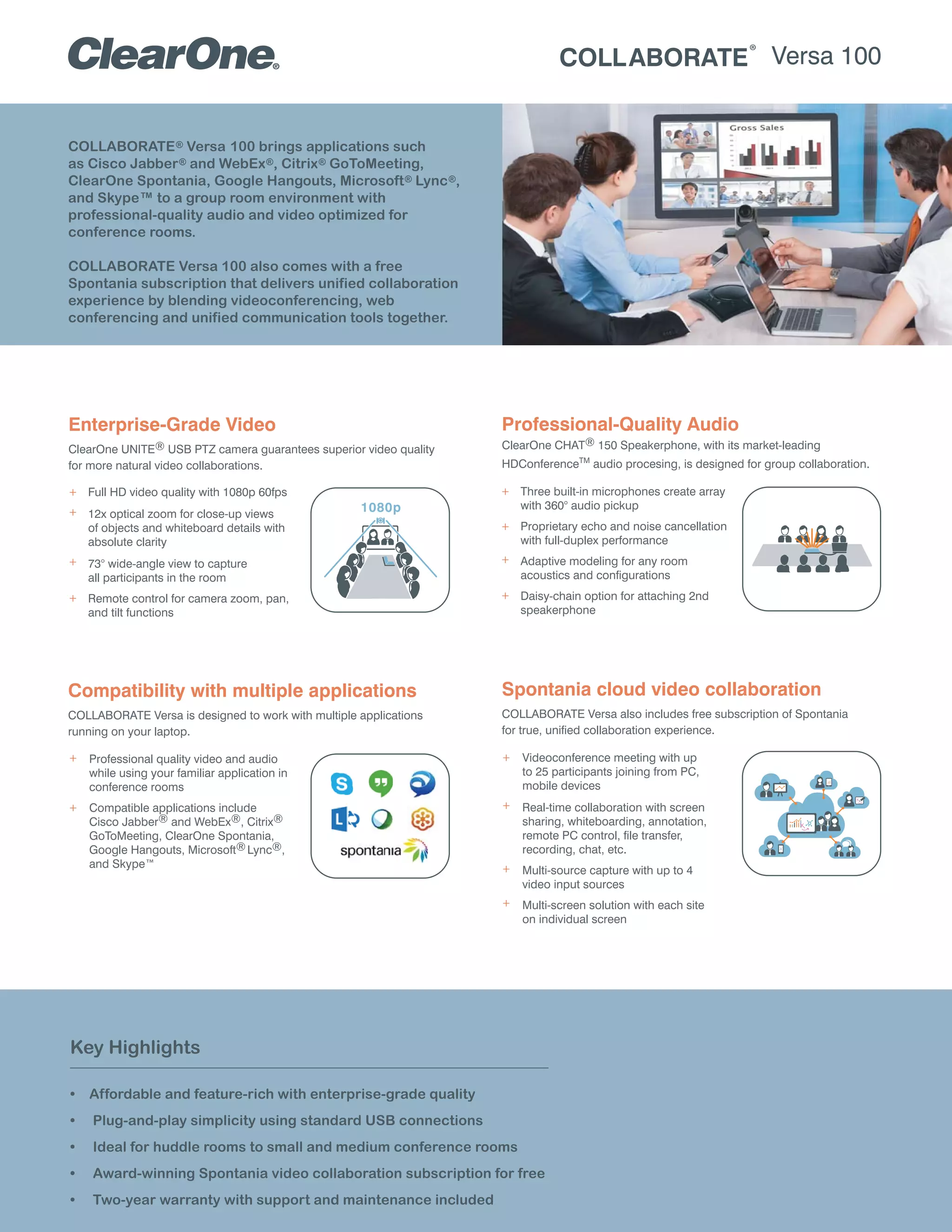 Collaborate versa 100_datasheet | PDF