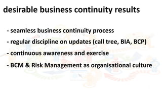 Collaborating with all stakeholders to drive business continuity result ...