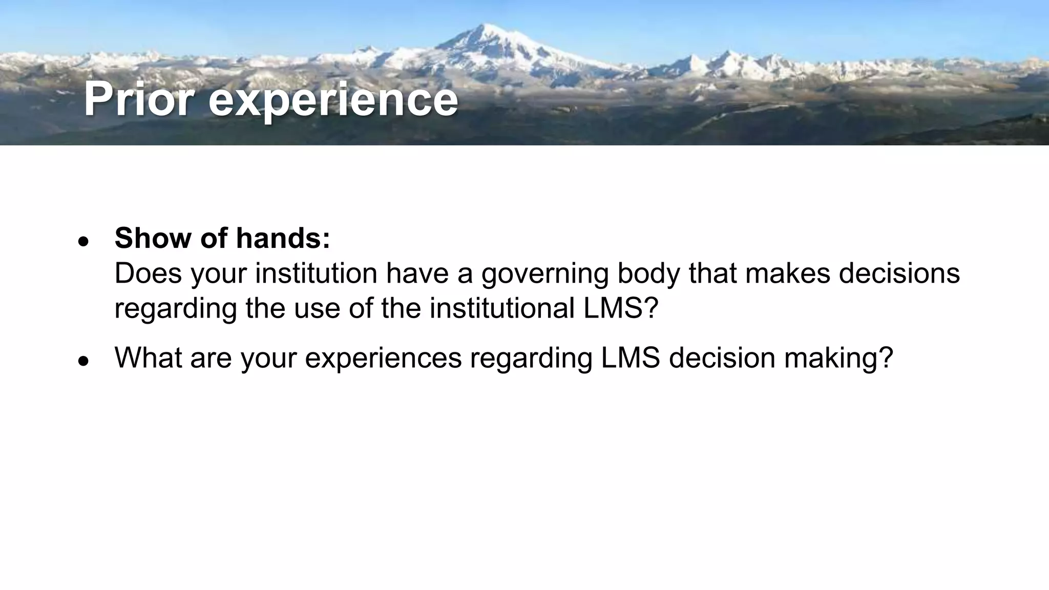 Collaborative Decision-Making for Higher Education Learning Management ...