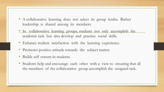 Collaboration among learners and pedgogical approaches to ...