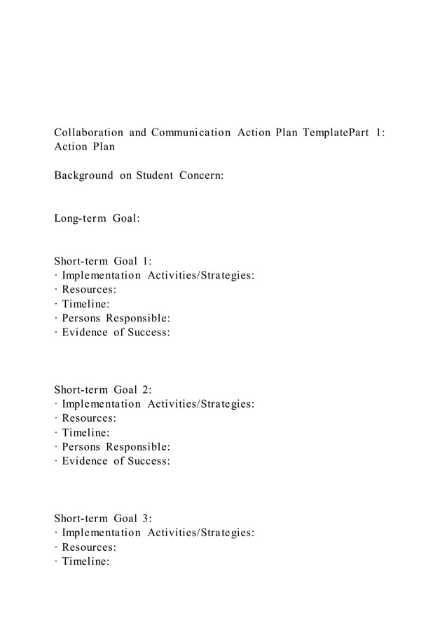 Collaboration and communication action plan template part 1 | DOCX ...