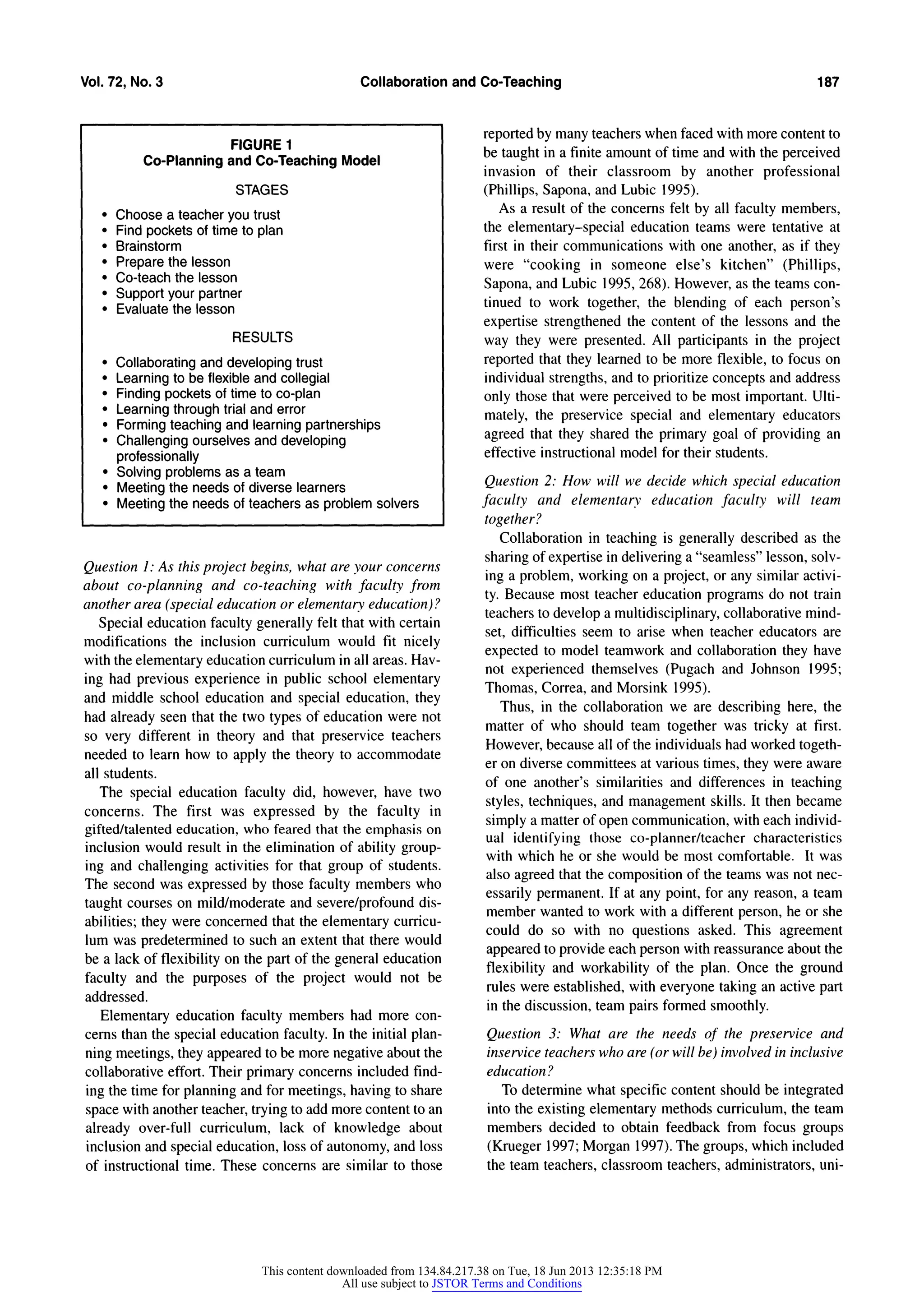 Collaboration and coteaching duchart | PDF