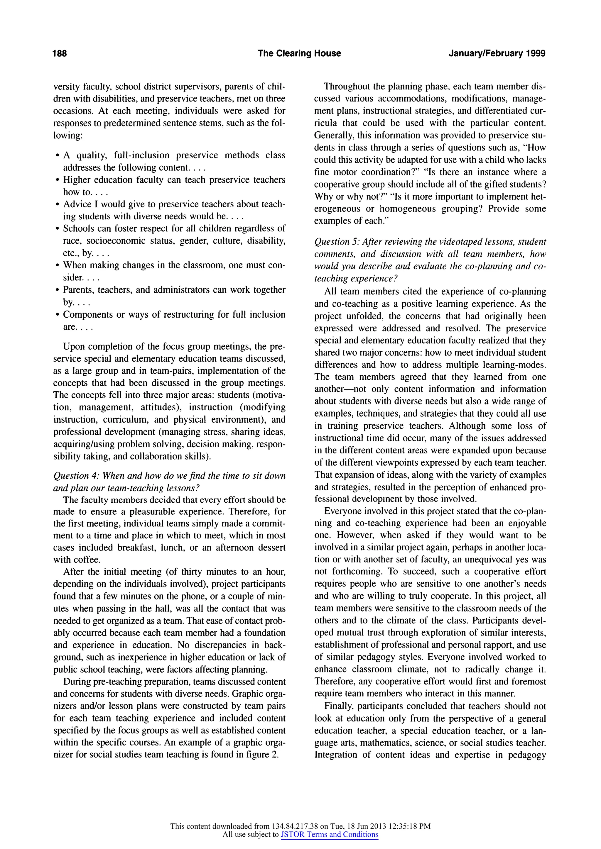 Collaboration and coteaching duchart | PDF
