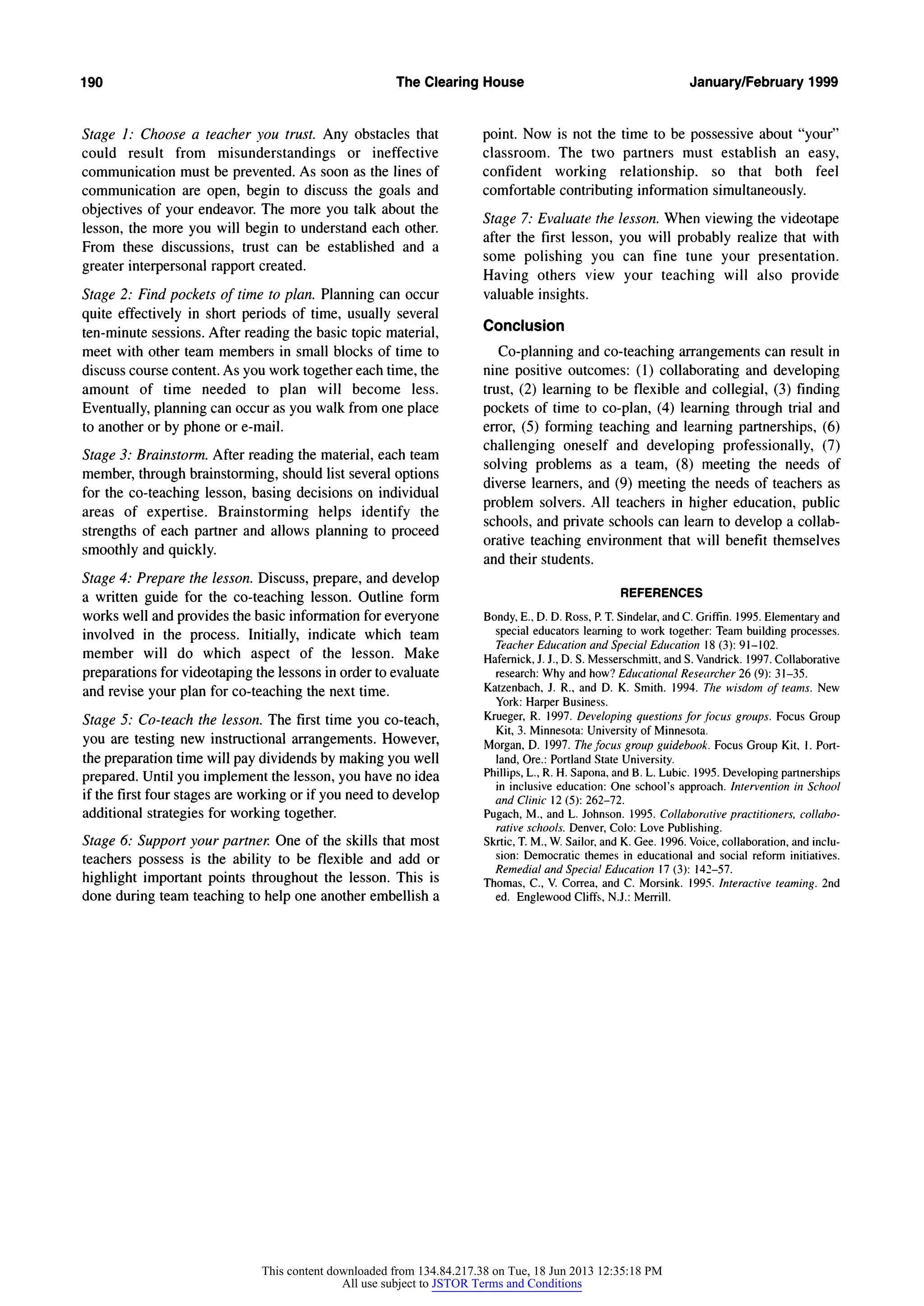 Collaboration and coteaching duchart | PDF