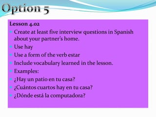 Spanish 1 Collaboration Assignment | PPTX