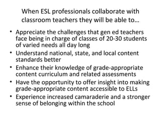 Collaboration & co teaching for esl professionals | PPT