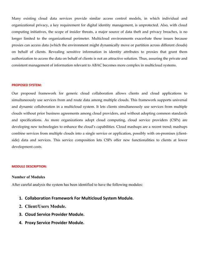 Collaboration In Multicloud Computing Environments Framework And