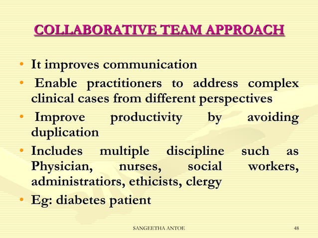Collaboration issues and models within and outside nursing | PPTX ...