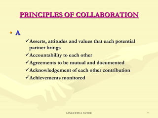 Collaboration issues and models within and outside nursing | PPTX