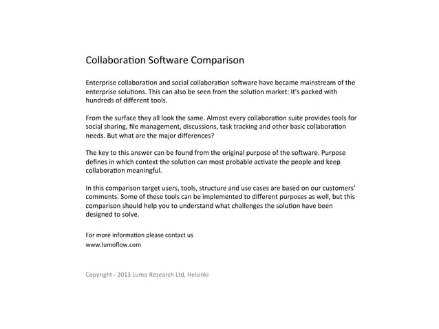 Collaboration Software Comparison | PDF