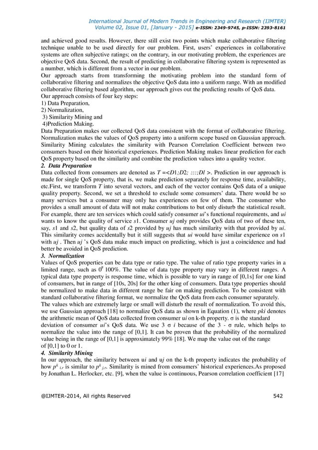 Collaborative Filtering Approach For QoS Prediction | PDF