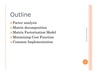 Introduction to Matrix Factorization Methods Collaborative Filtering | PDF
