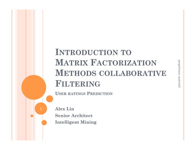 Introduction To Matrix Factorization Methods Collaborative Filtering