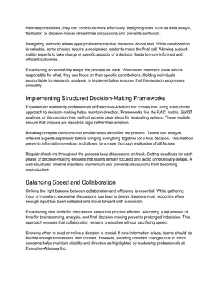 Collaborative Decision-Making Involving Teams Without Losing Direction ...