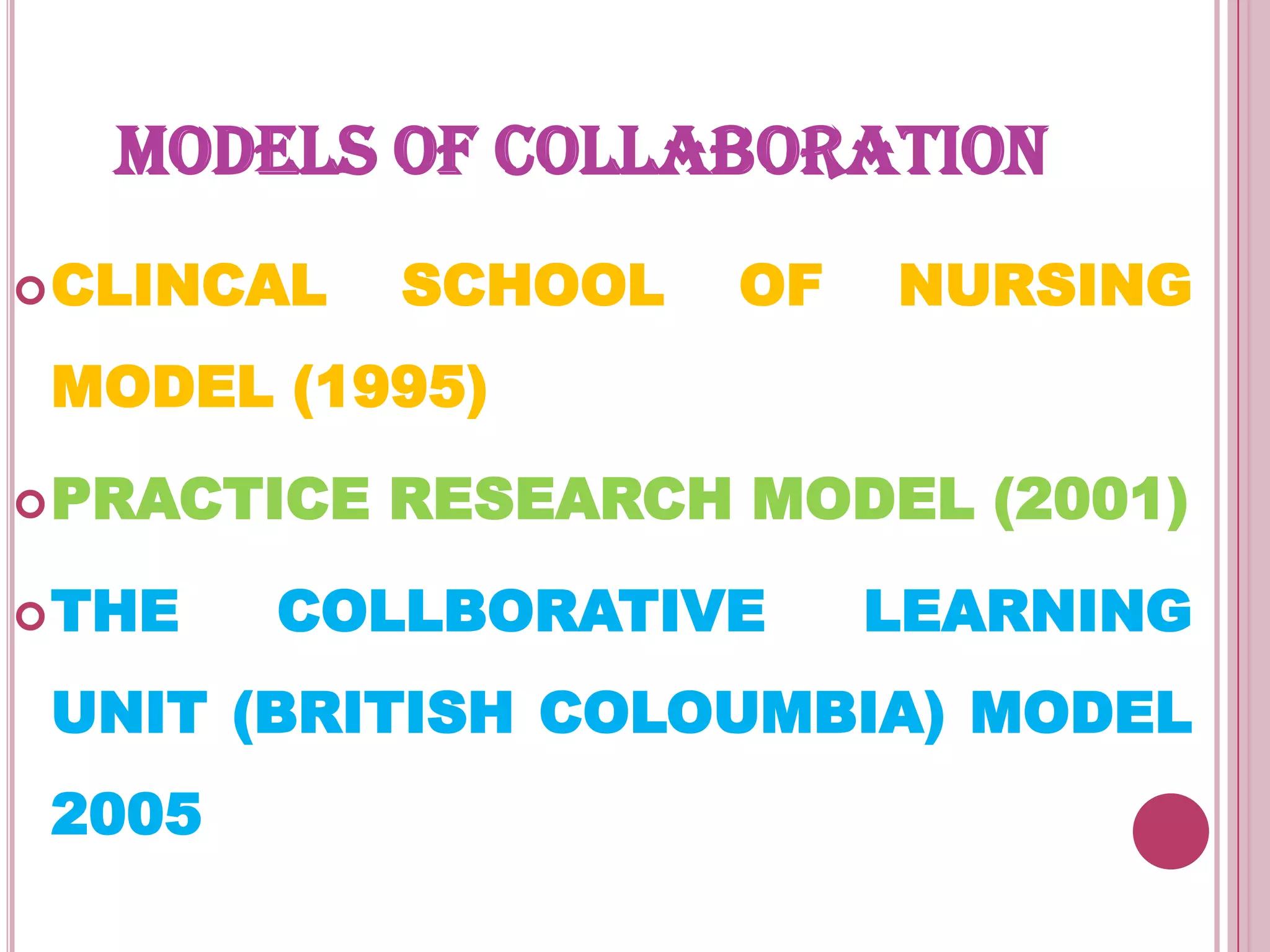 Collaborative issues in nursing | PPTX