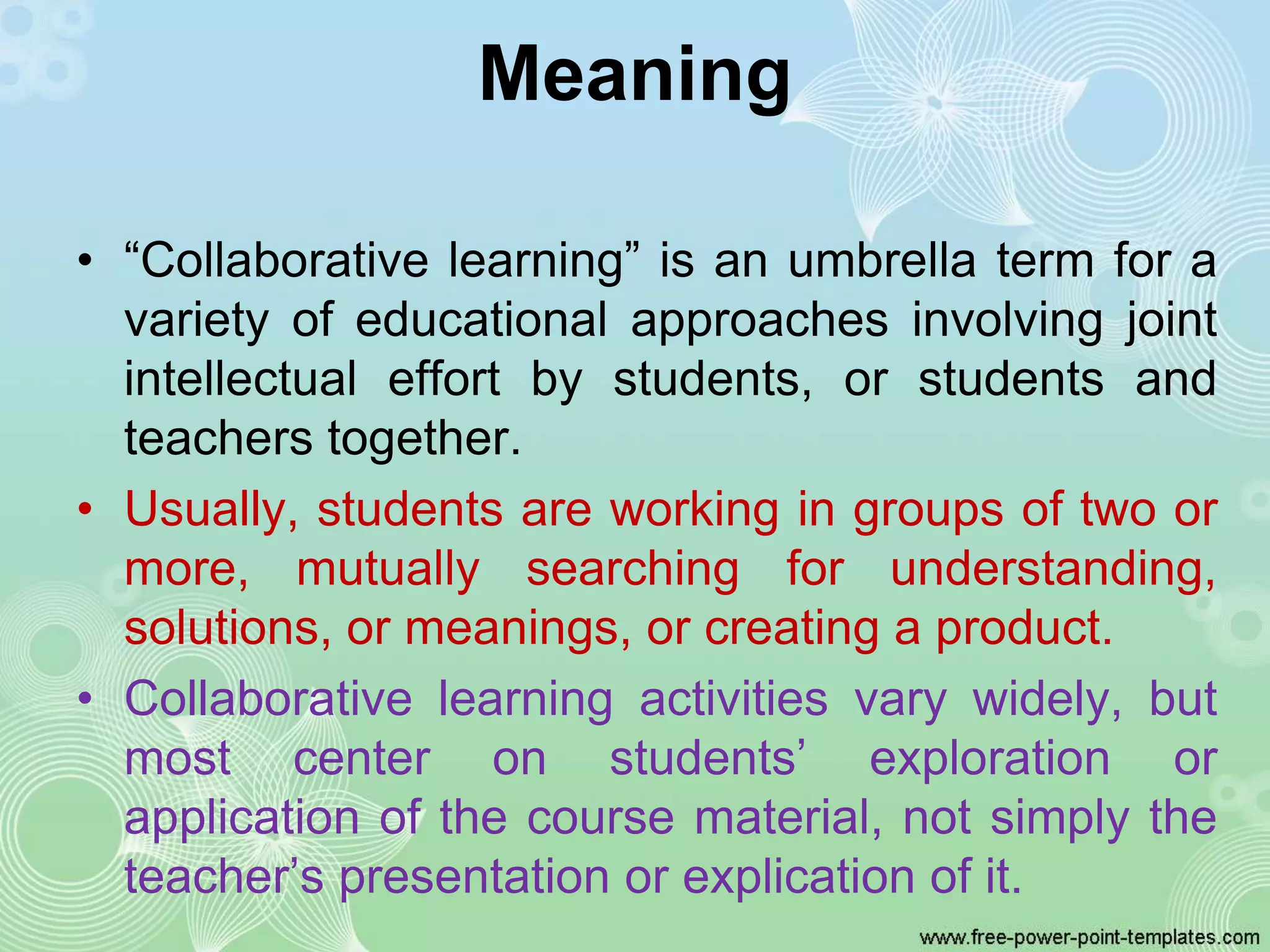Collaborative learning approach | PPT