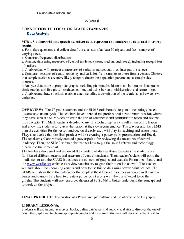 Collaborative Lesson Plan Farooqi | PDF