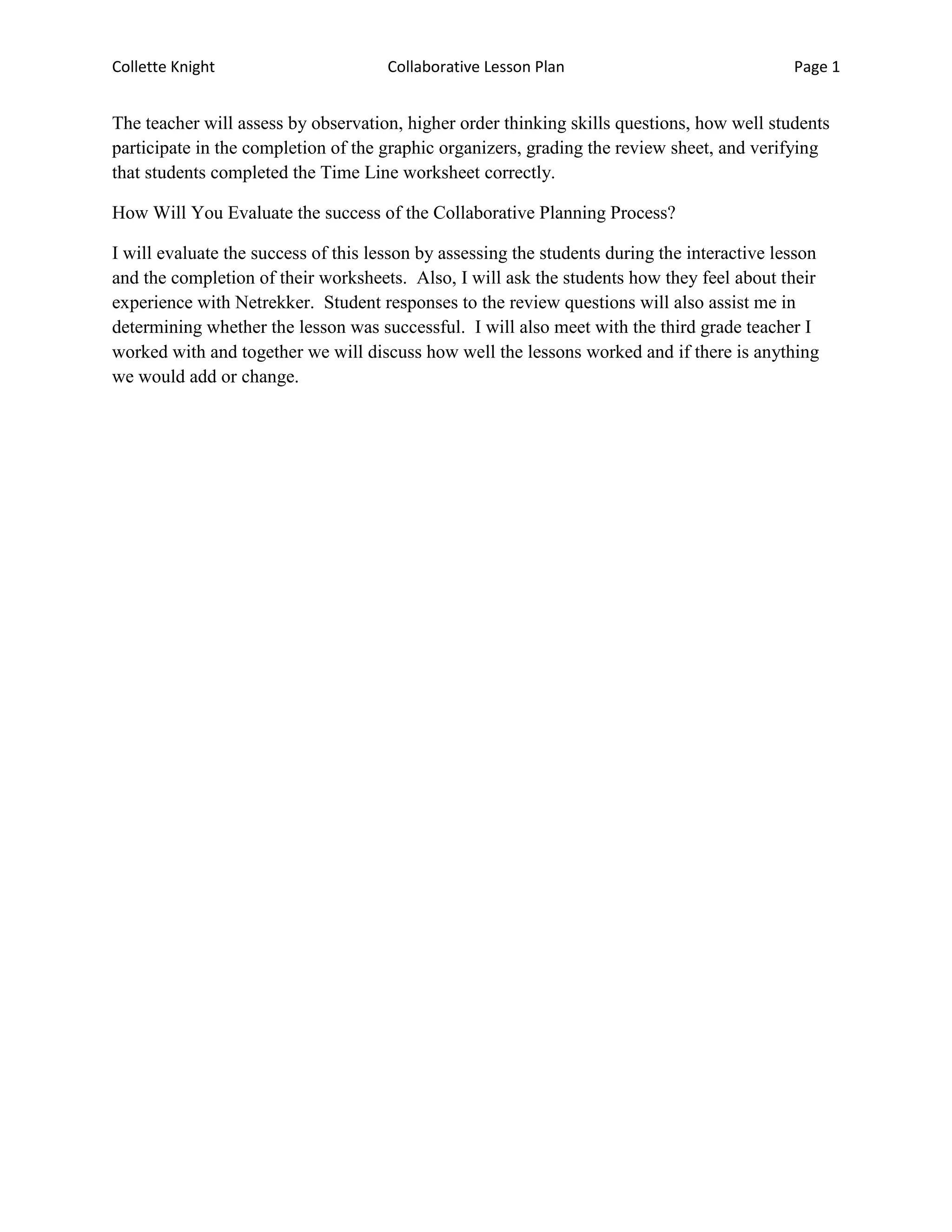 Collaborative lesson plan example | PDF