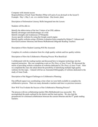 Collaborative Literacy Lesson Plan | DOCX