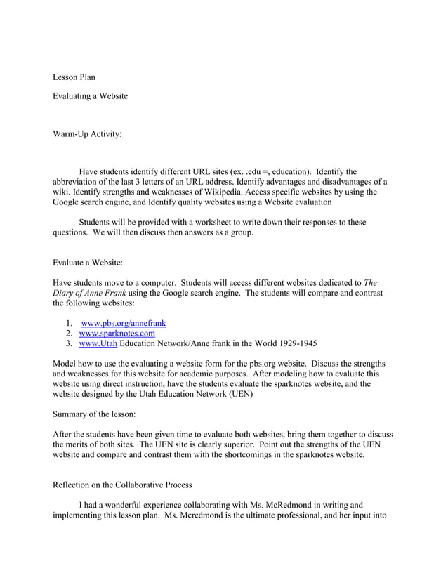 Collaborative Literacy Lesson Plan | DOCX