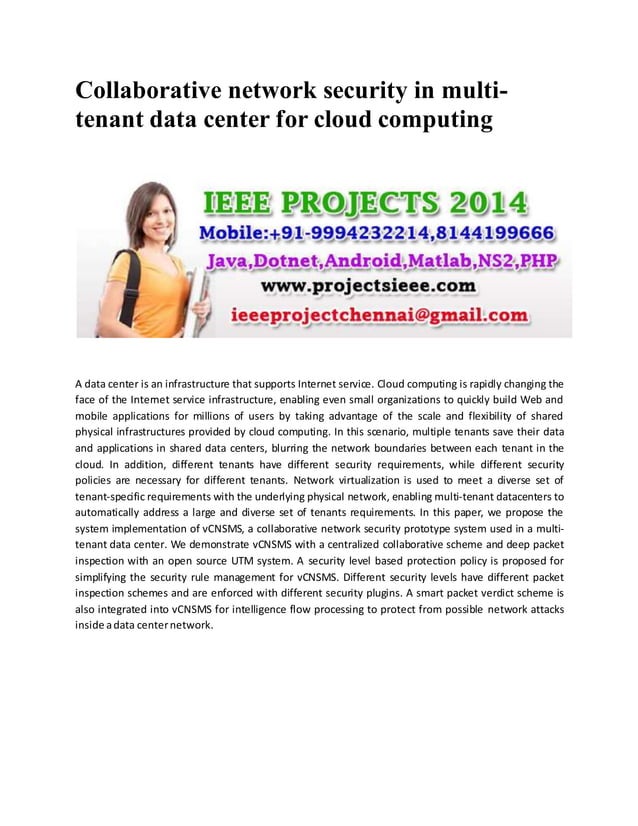 Collaborative network security in multi tenant data center for cloud computing | PDF