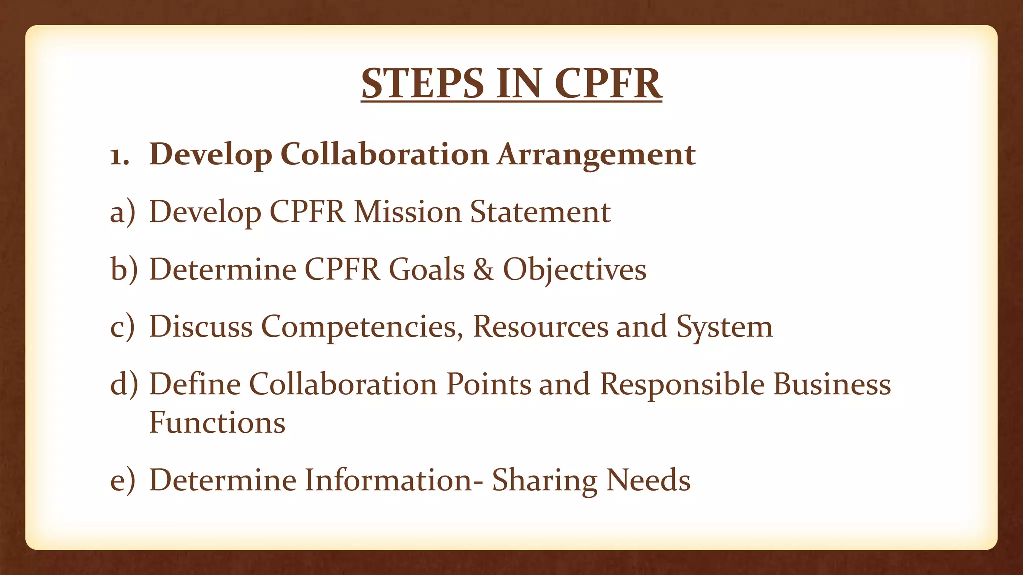 Collaborative planning, forecasting and replinishment (cpfr | PPTX