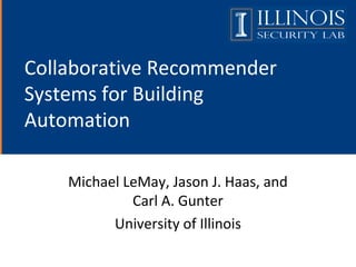 Collaborative recommender systems for building automation | PPT ...