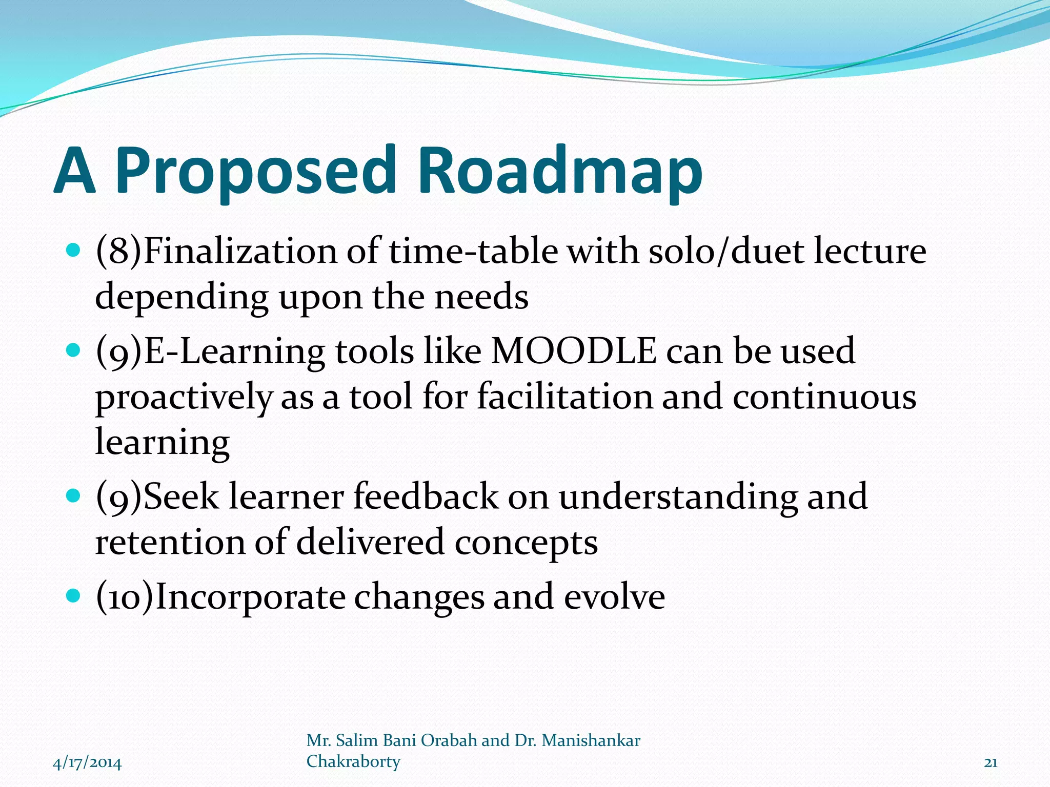 Collaborative teaching by dr manishankar chakraborty and mr salim bani ...