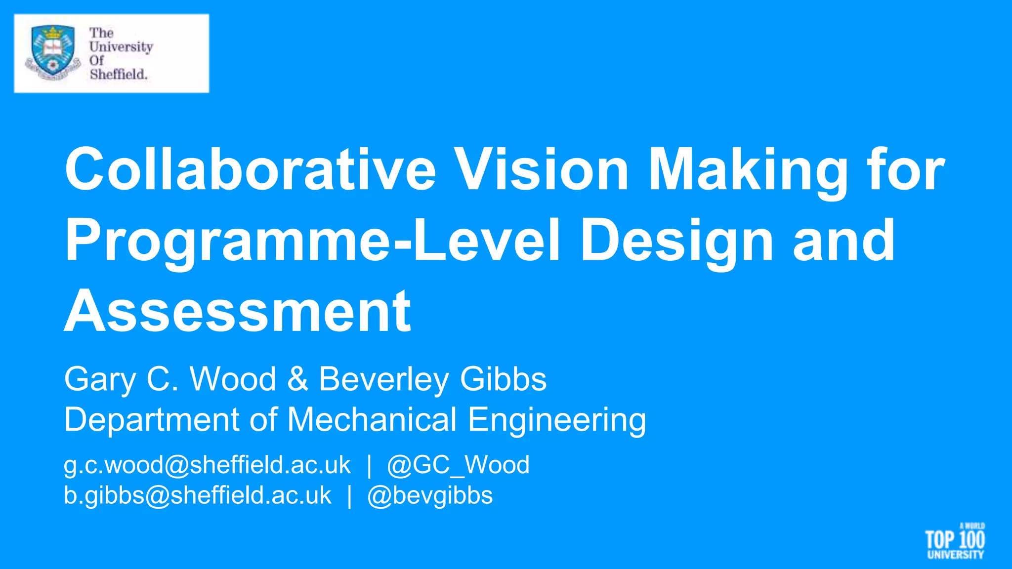 Collaborative Vision Making for Programme-Level Design and Assessment | PPT