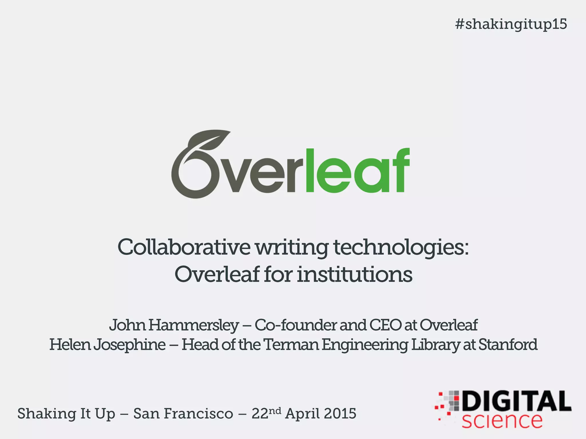 Collaborative writing technologies: Overleaf for institutions | PDF