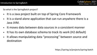 Intro to SpringBatch NoSQL 2021 | PDF