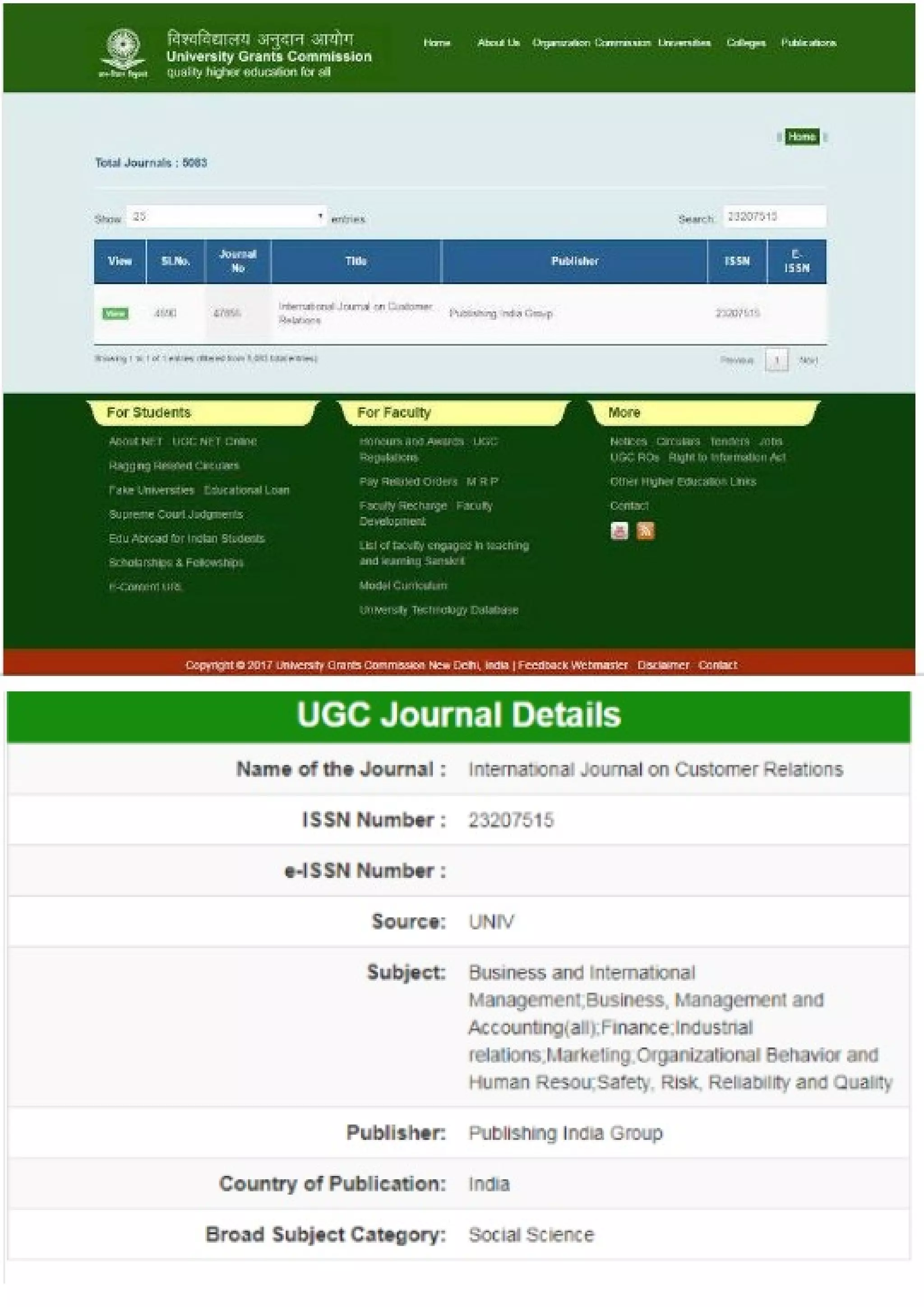 International Journal is part of UGC Journals list | PDF