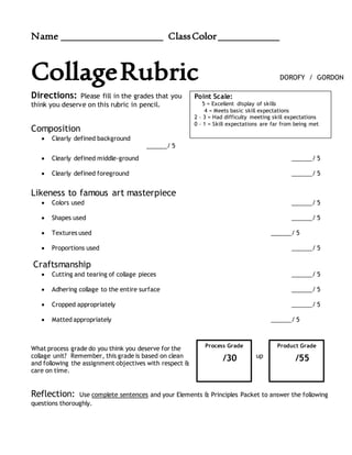 Collage objectivesrubric | DOCX