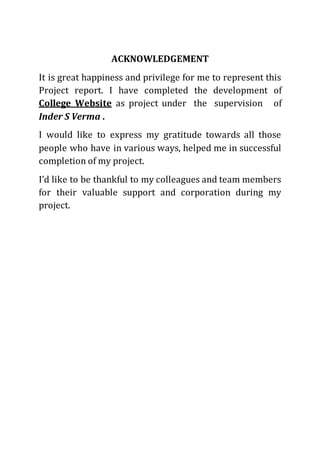 college website project report | DOCX