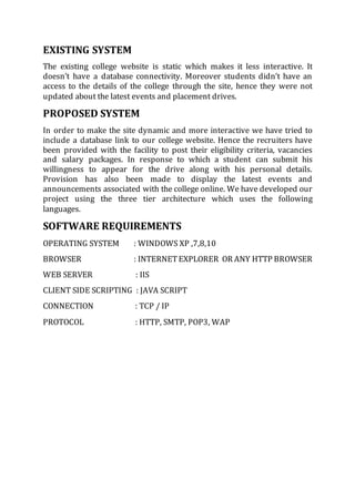 college website project report | DOCX