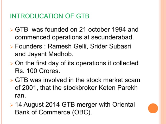 Collapse of global trust bank | PPT