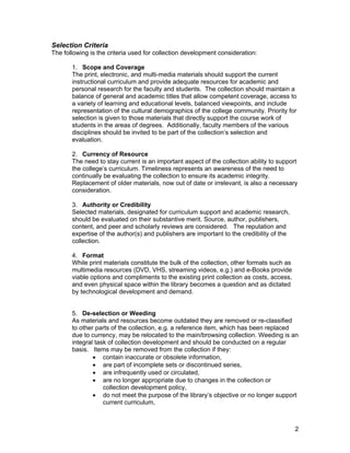 AVC Library Collection Development Policy | PDF