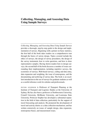 Collecting managing and assessing data using sample surveys | PDF