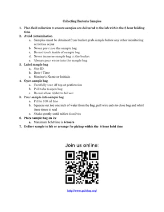 Collecting bacteria sample | DOCX