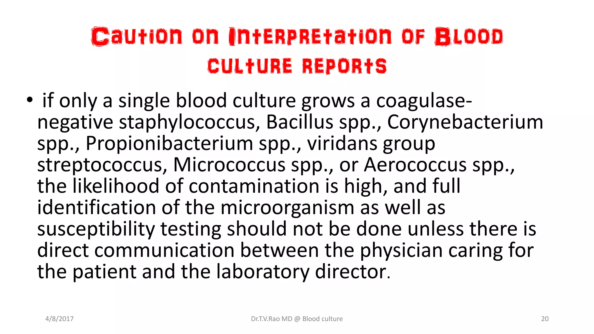 COLLECTING BLOOD FOR CULTURING principles and practice | PDF