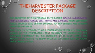 Collecting email from the target domain using the harvester | PPT