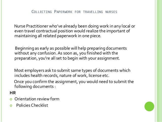 Collecting Paperwork For Travelling Nurses