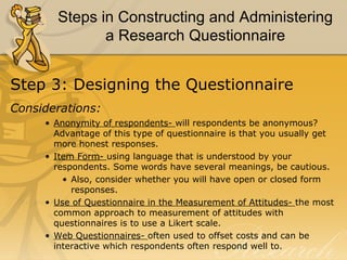 Collecting Research Data With Questionnaires And Interviews | PPT ...