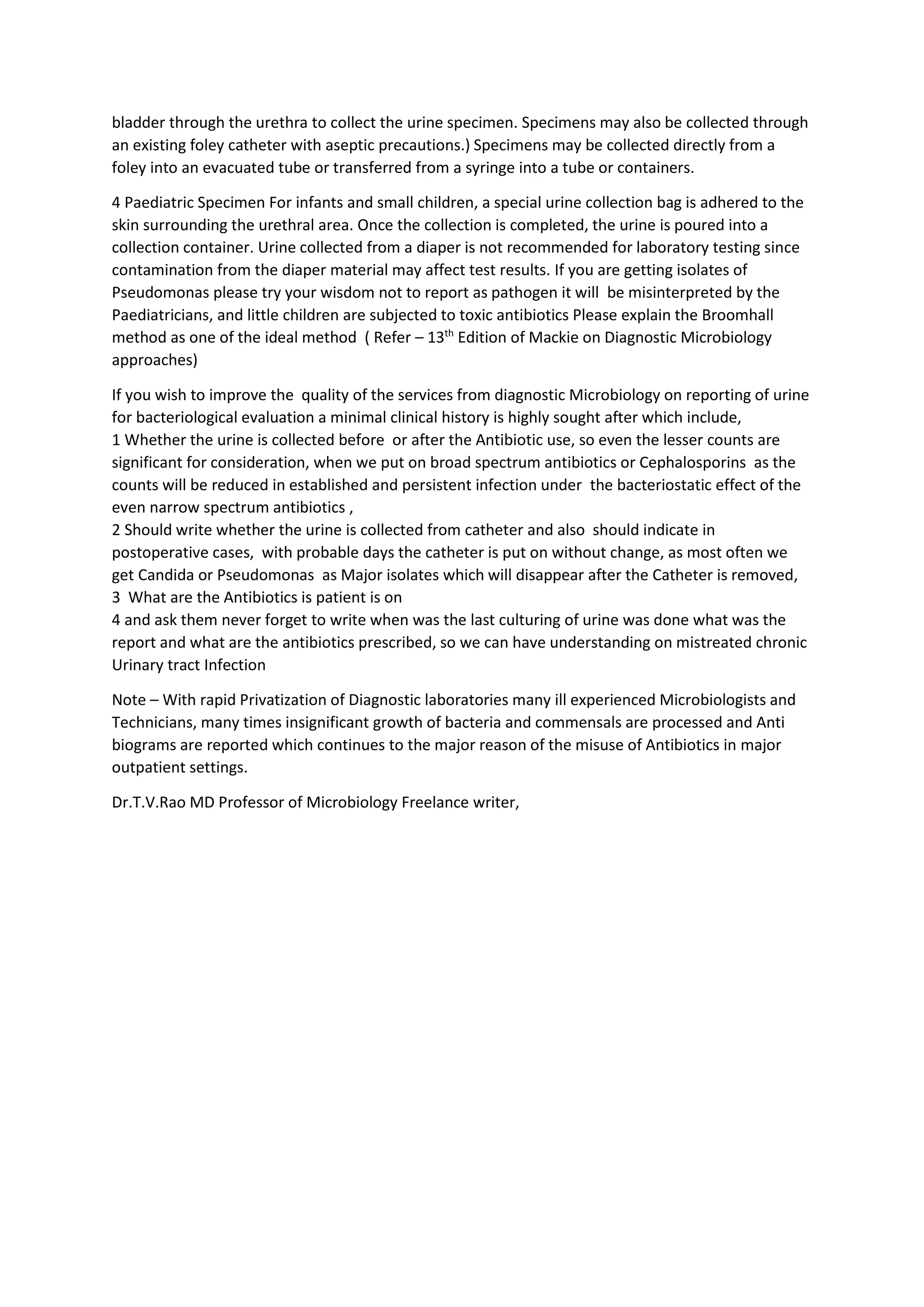 Collecting urine for culturing | DOCX