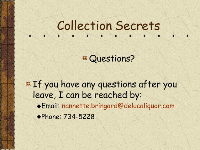 Collection Secrets Presentation | PPT | Business | Business and Finance