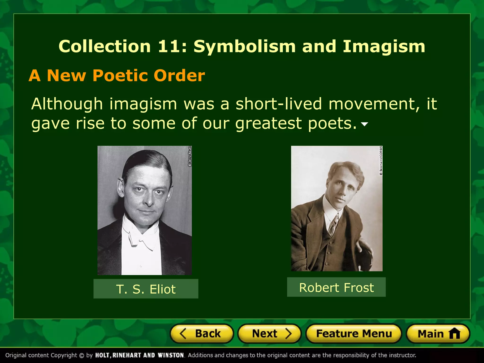 Collection 11,12,13 symbolism and imagism, modernism and the harlem ...
